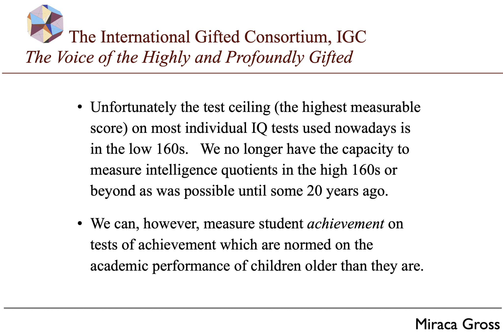 Levels of Giftedness (2025) Gross & Wood (2017) – The International ...